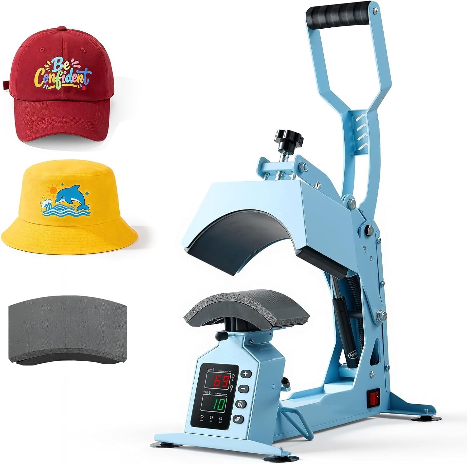 2-in-1 Hat Heat Press Machine, with 2 Platens & Caps Stretcher, Temp ...