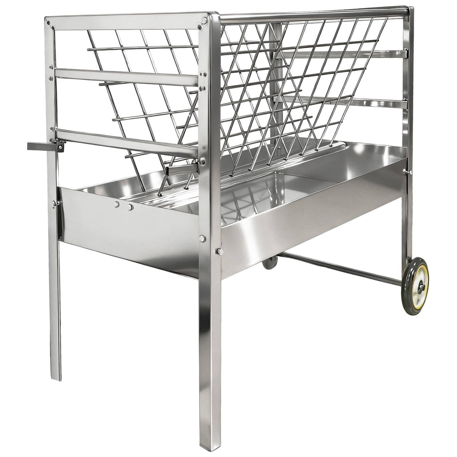 2-in-1 Hay Feeder with Wheels, Galvanized Steel Goat Hay Feeder, Rust ...