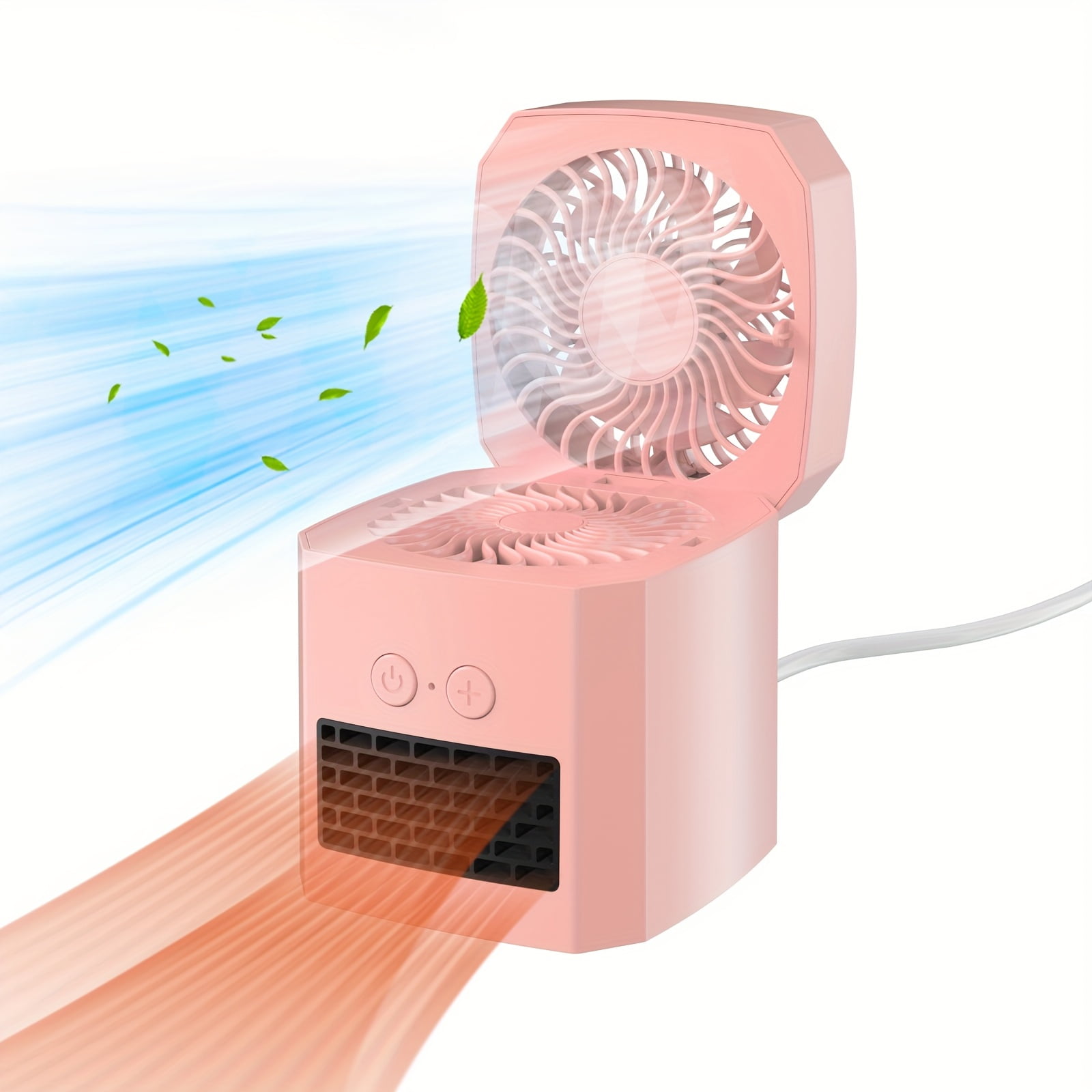 2-in-1 Heater & Fan Combo, 400W Portable Space Heater with 3 Speeds ...
