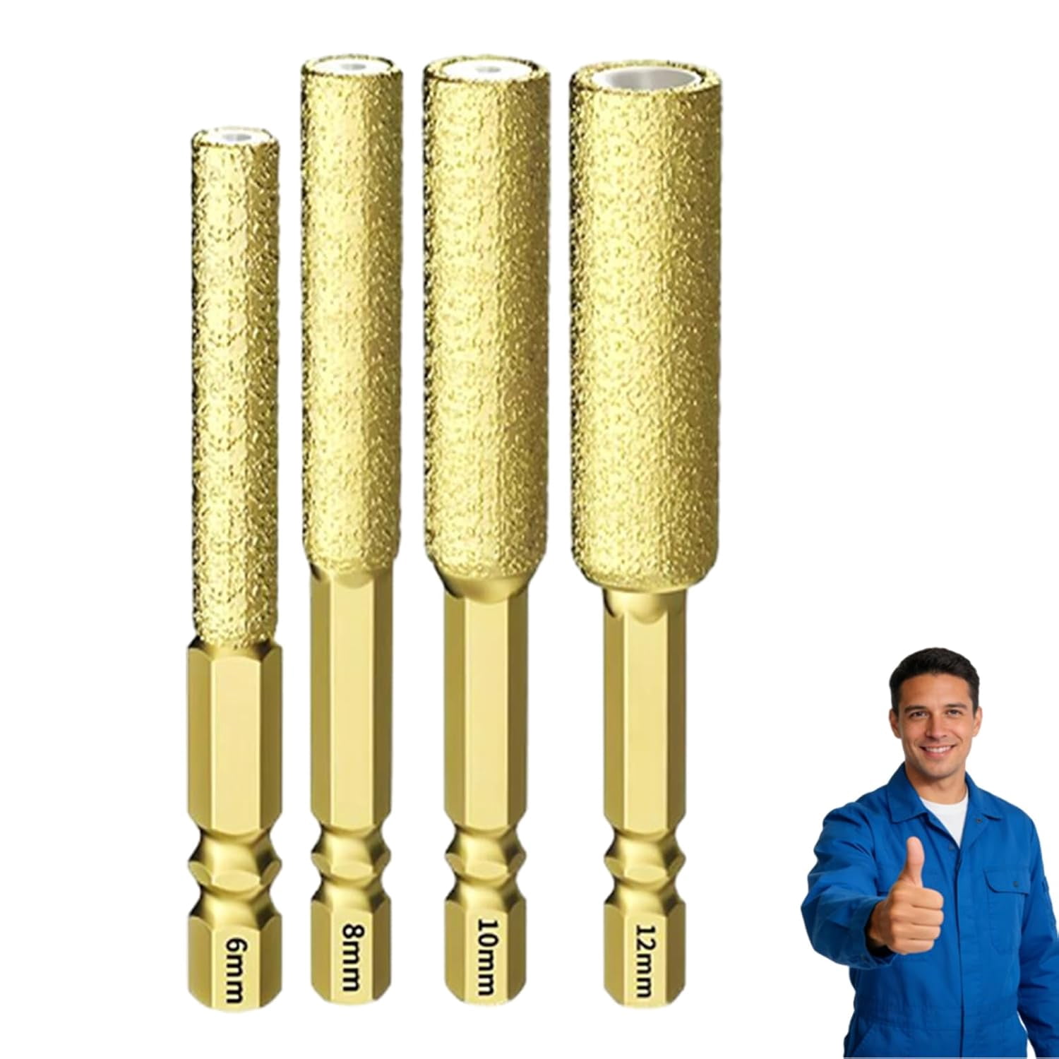 2 in 1 Hexagonal Brazing Dry Diamond Drill Bit 6PCS for Hole Opener4pcs ...
