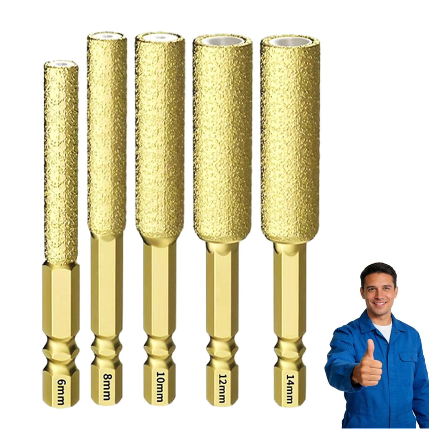 2 in 1 Hexagonal Brazing Dry Diamond Drill Bit 6PCS for Hole Opener5pcs ...
