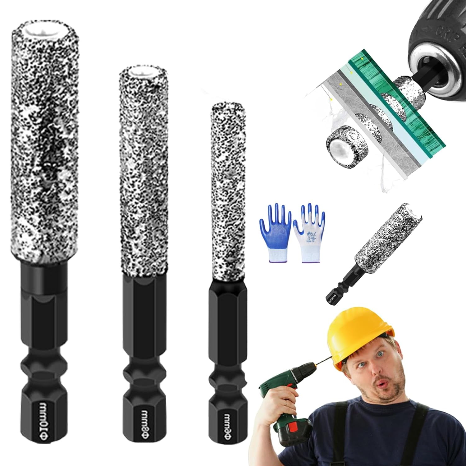 2-in-1 Hexagonal Shank Brazing Dry Drilling Specialized Hole Opener, Diamonds Cores Drill Bits ...