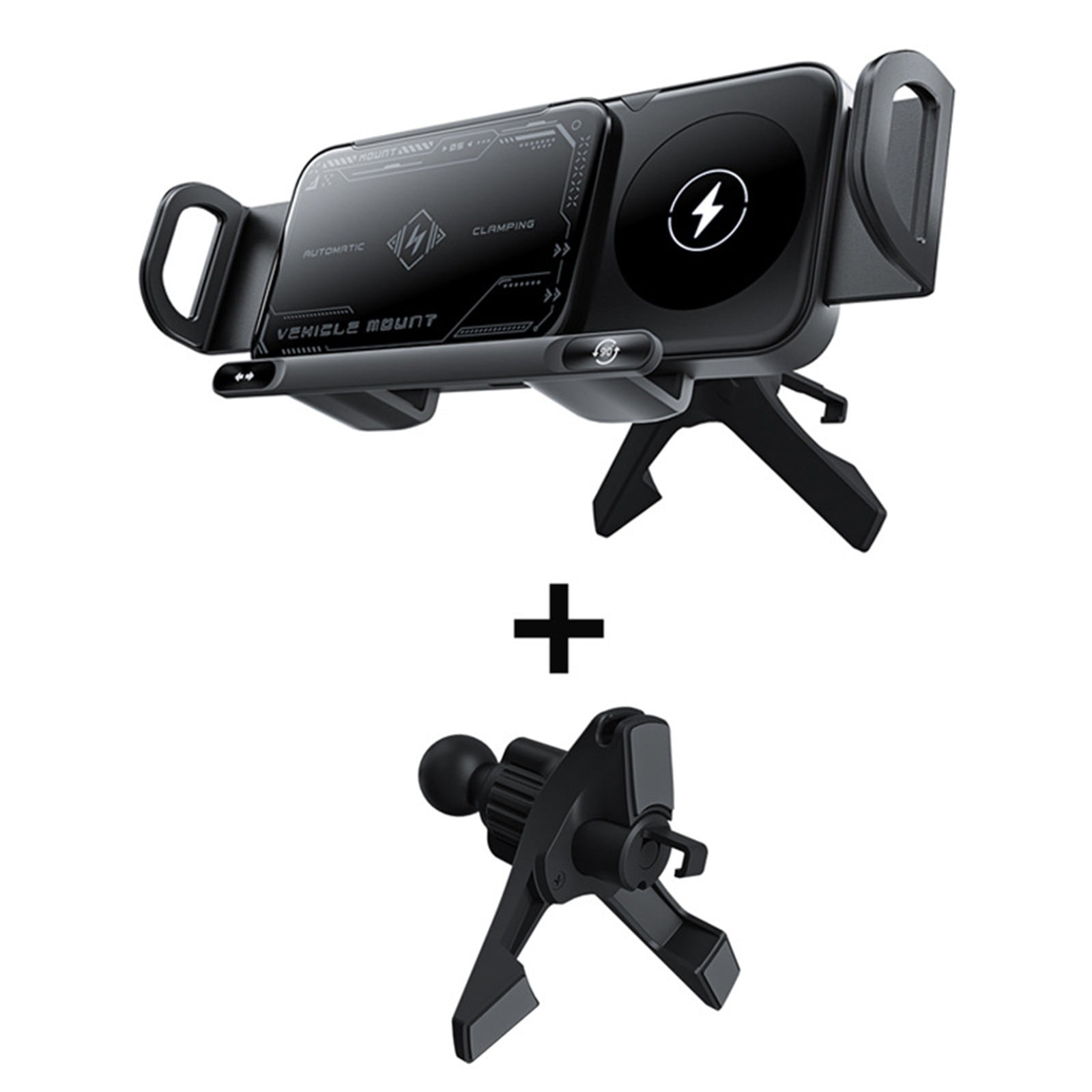 2-in-1 High Intelligent Phone/Pad Holder, Auto Rotating Car Vent Mount ...