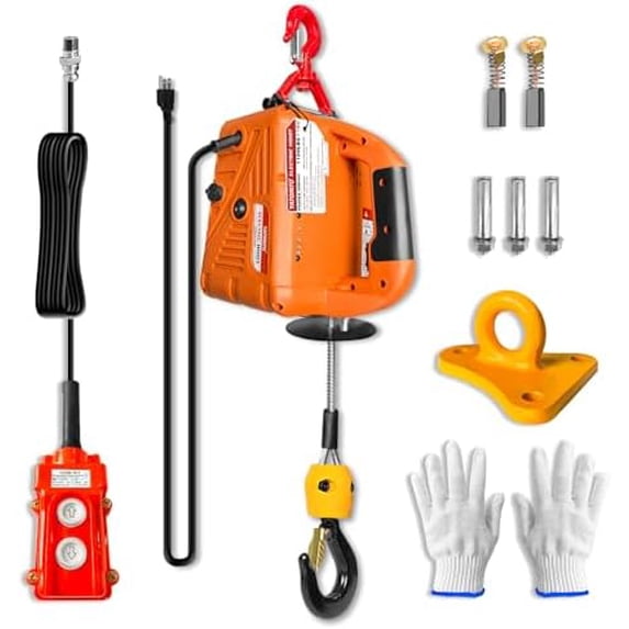 2 in 1 Hoist Winch, 1100lbs Portable Power Winch w/Wire Remote Control ...