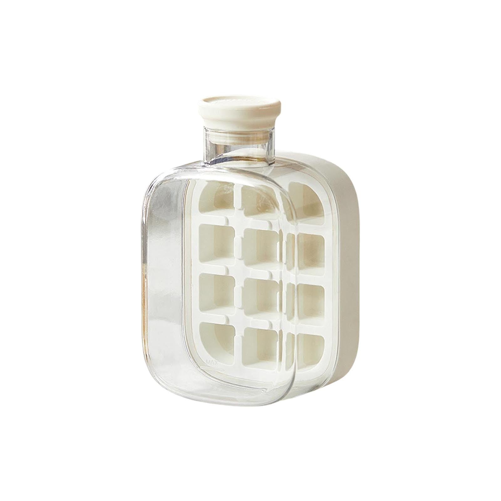 2-in-1 Ice Cube Bottle with Straw & Lid - Touch-Free Silicone Ice Tray ...