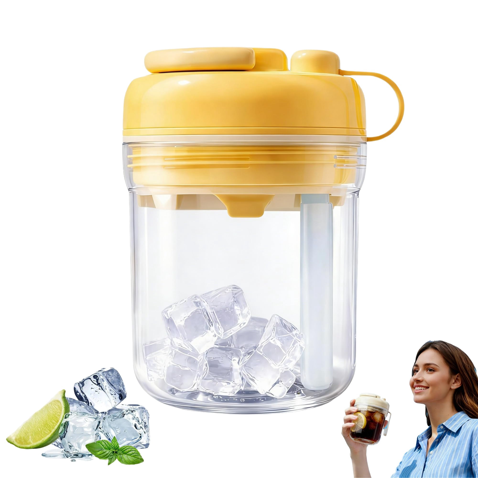 2-in-1 Ice Cube Bottle with Straw – Silicone Ice Cube Mold, Easy Press ...