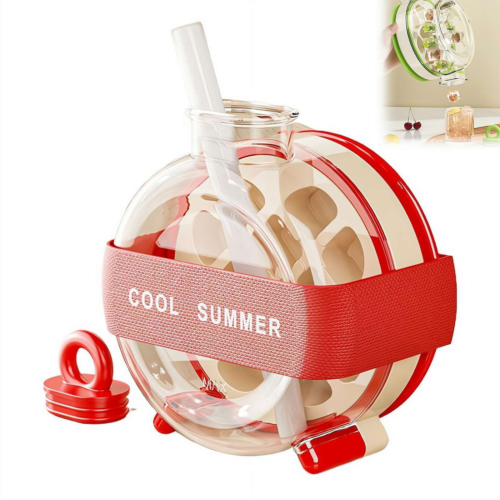 2-in-1 Ice Cube Maker & Straw Cup, 500ML Press-Type Easy Release Ice ...