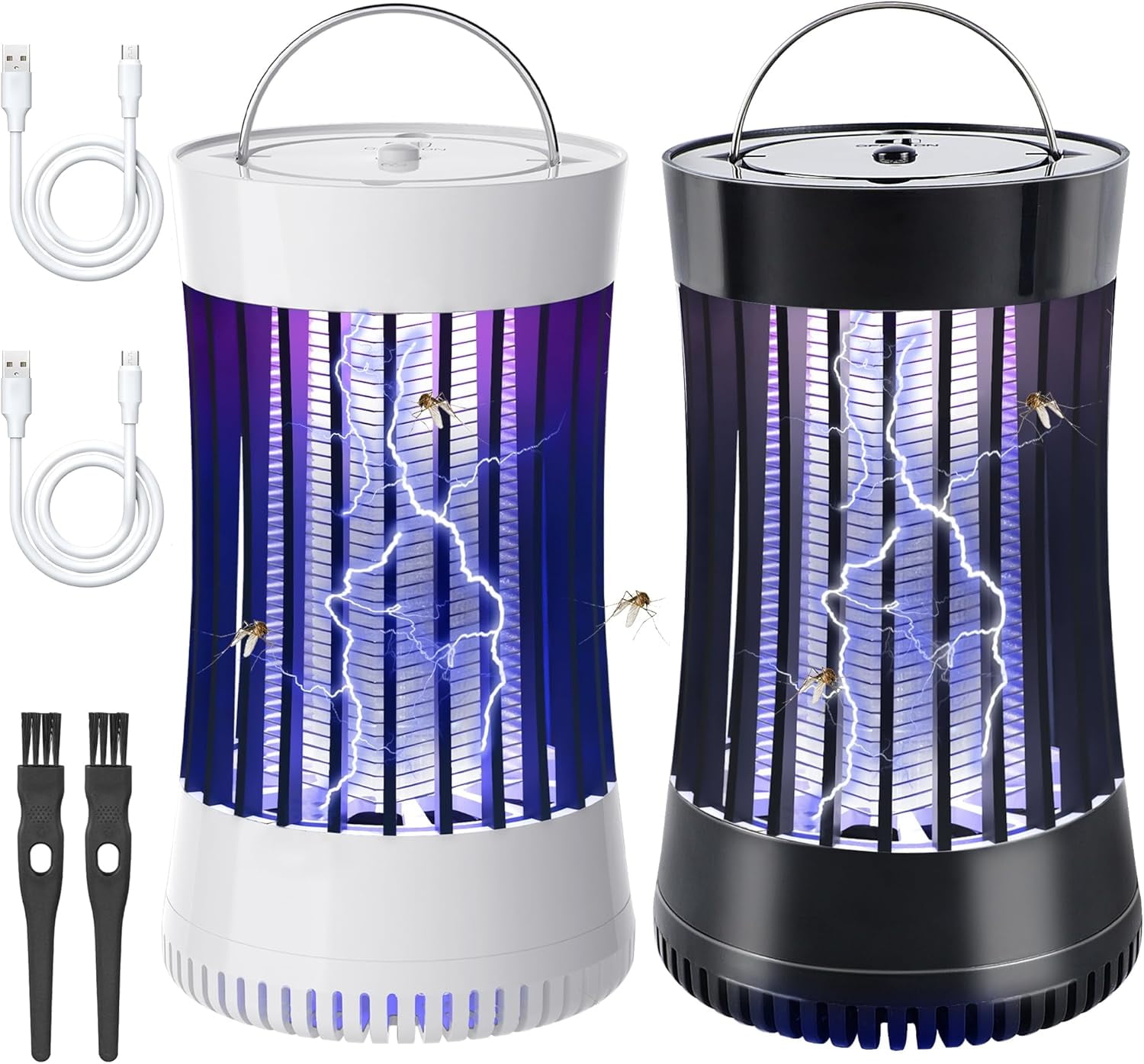 2-in-1 Indoor Electric Bug Zapper with Fan, Chargeable 1500V High ...