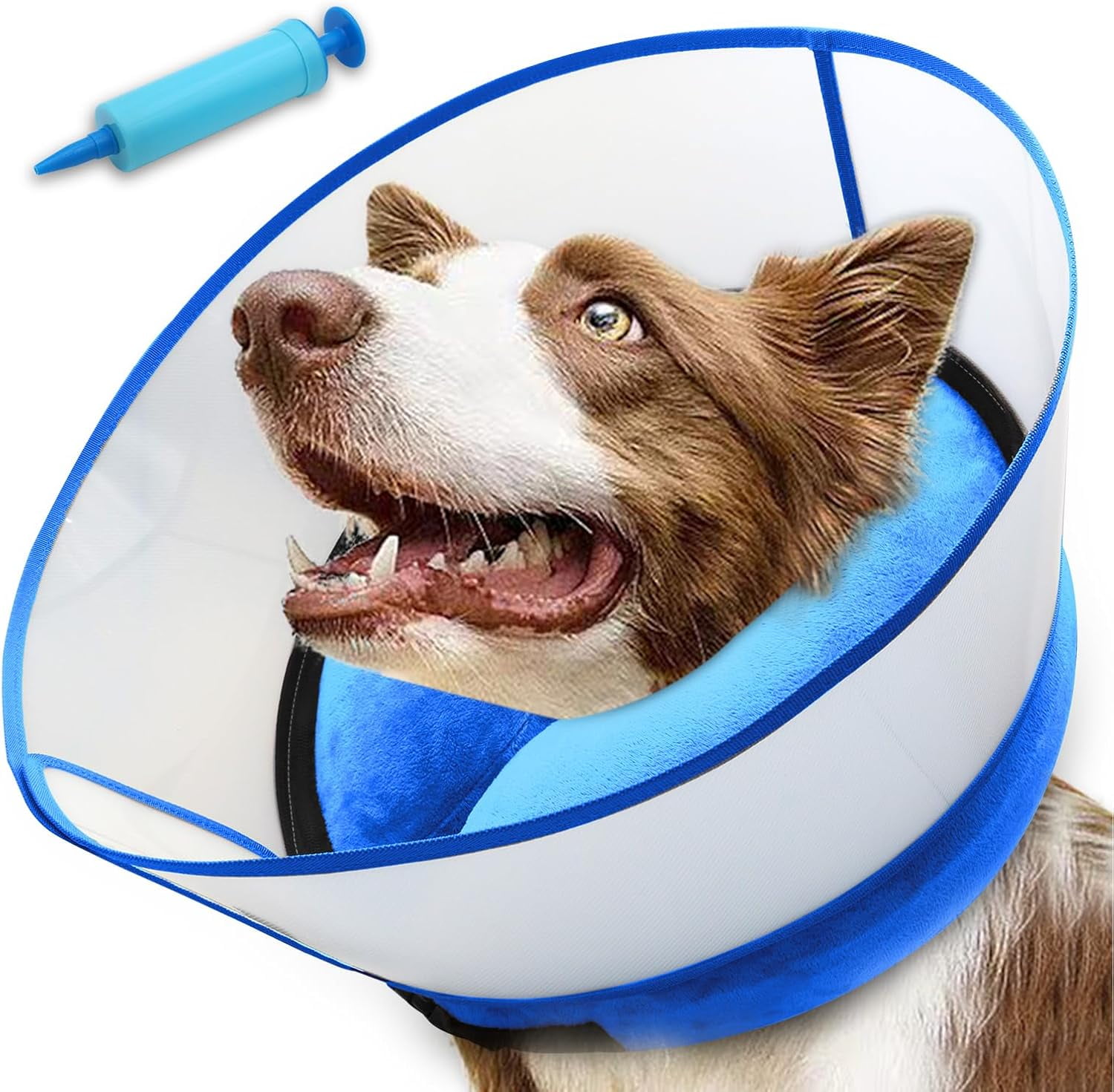 2-in-1 Inflatable Dog Cone Collar with Detachable Anti-Licking Shield ...