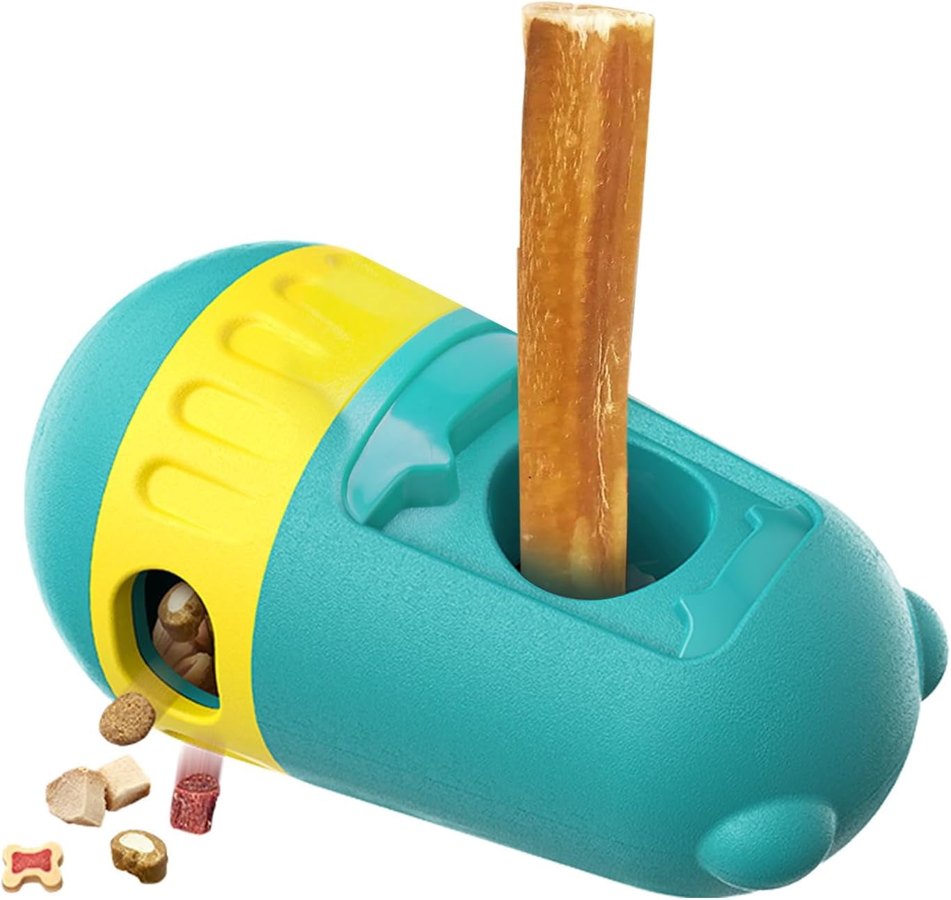 2-in-1 Interactive Treat Dispensing Dog Toy, Cowhide Stick Holder ...