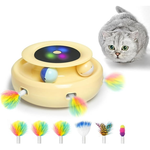 2-in-1 Interactive for Indoor Cats, Automatic Balls, Ambush Kitten with ...