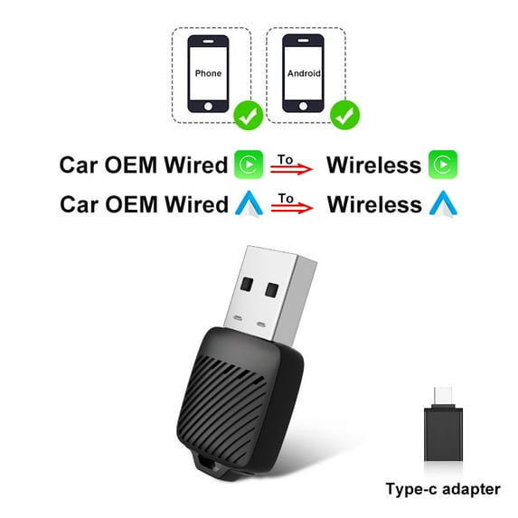 2 in 1 Interface Wireless CarPlay/Android Auto Wireless USB/TYPE-C ...