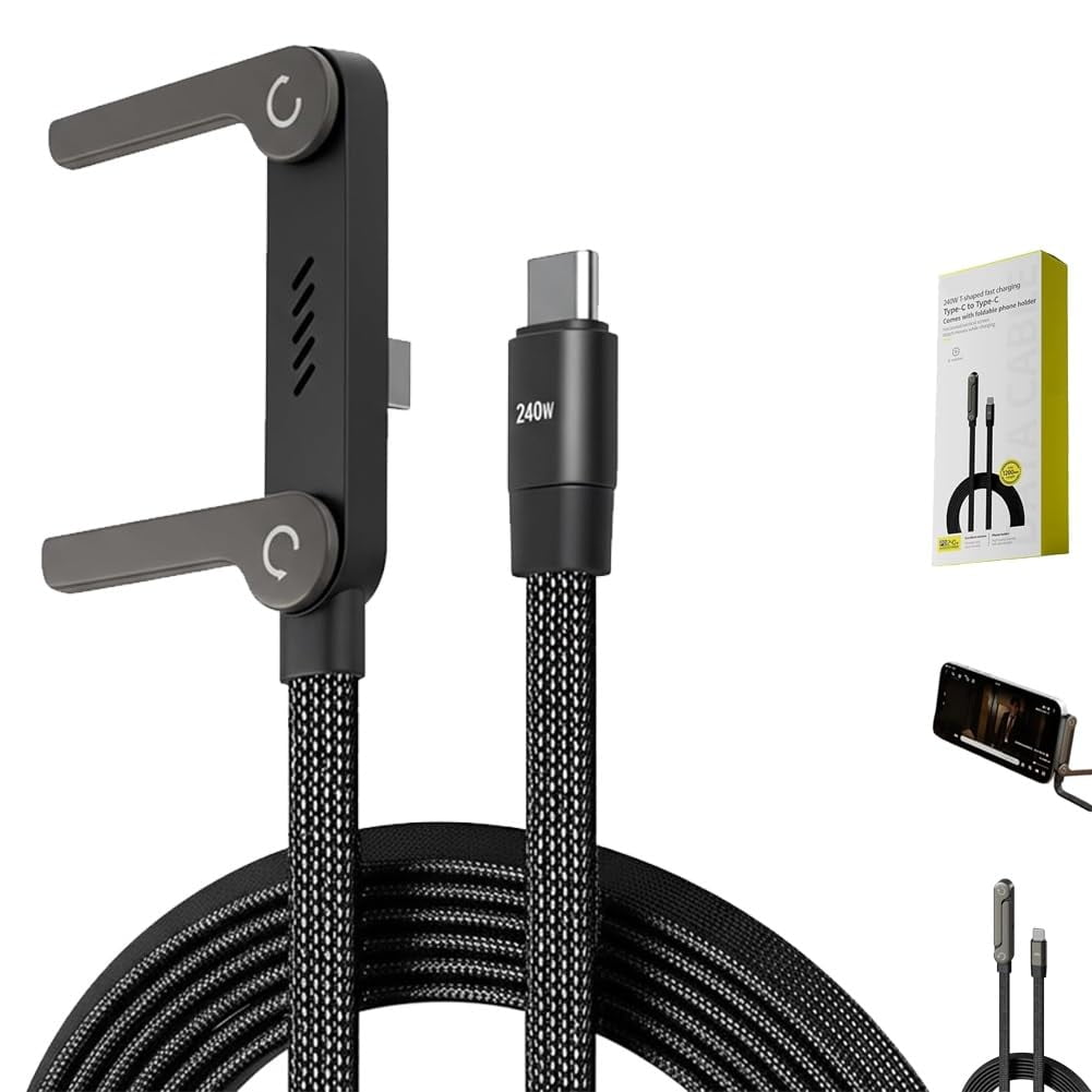 2-in-1 Invisible Holder Charger Cable, 240w Fast Charging Cord with ...