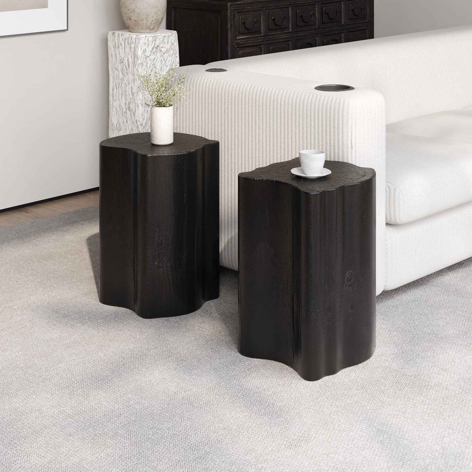 2-in-1 Irregular MGO End Table, Split Design for Small Spaces, Indoor ...