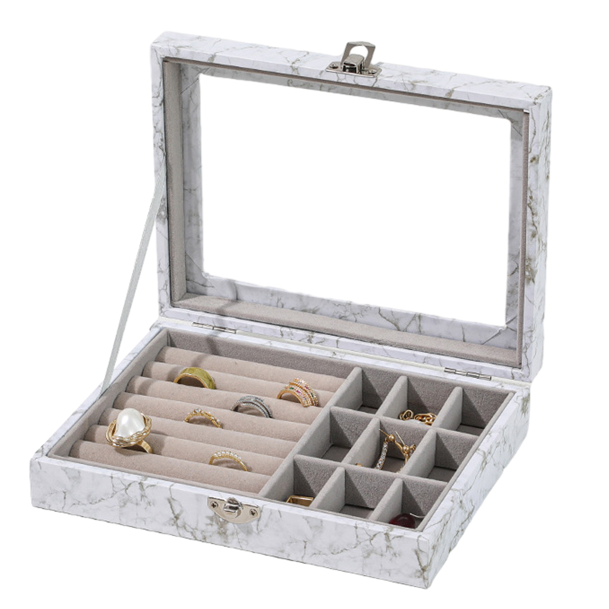 2 in 1 Jewelry Box Ring Earring Organizer Holder Stackable Display ...