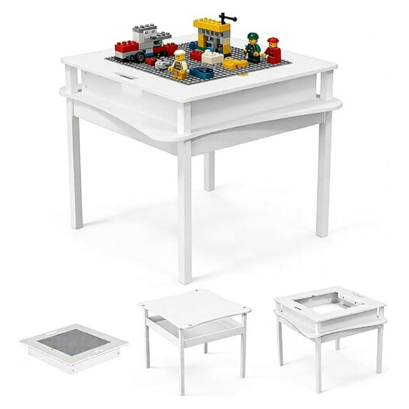 2-in-1 Kids Activity & Building Block Table with Storage, Detachable ...