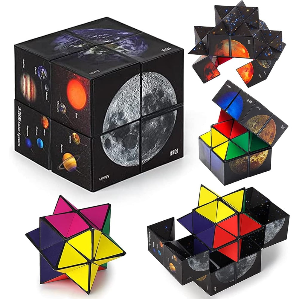 2 in 1 Kids Fidget Toy Magic Cube with Colorful Solar System Planet ...