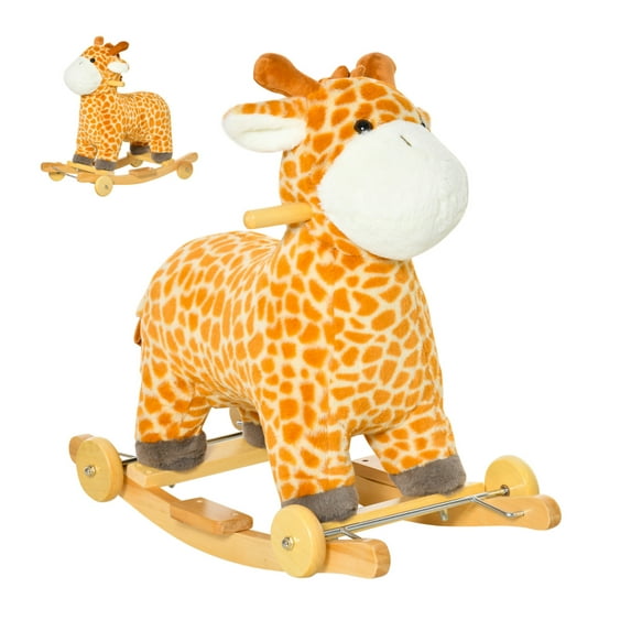 2-in-1 Kids Plush Ride-On Rocking Horse Toy, Giraffe-shaped Plush ...