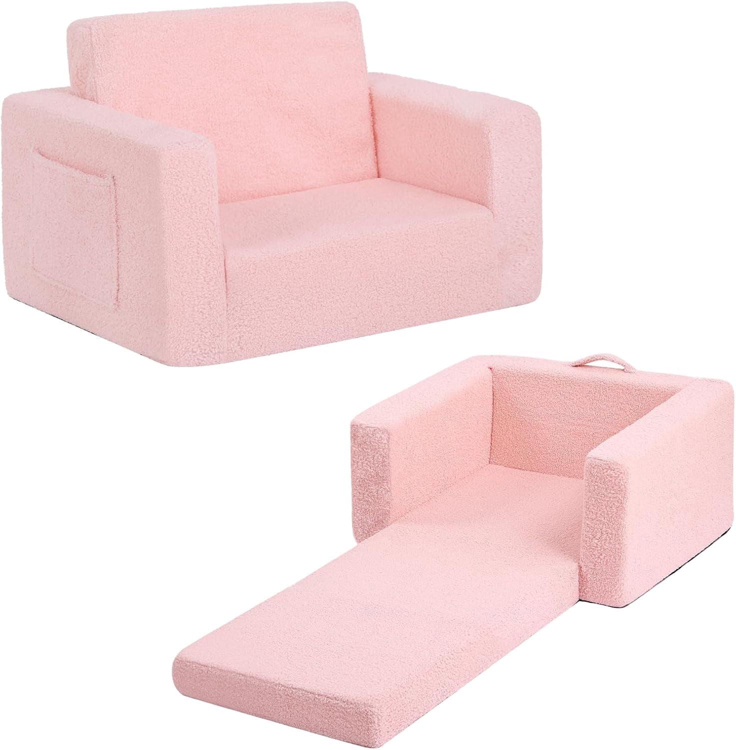 2-in-1 Kids Sofa Chair, Convertible Toddler Chair Flip Out Children ...