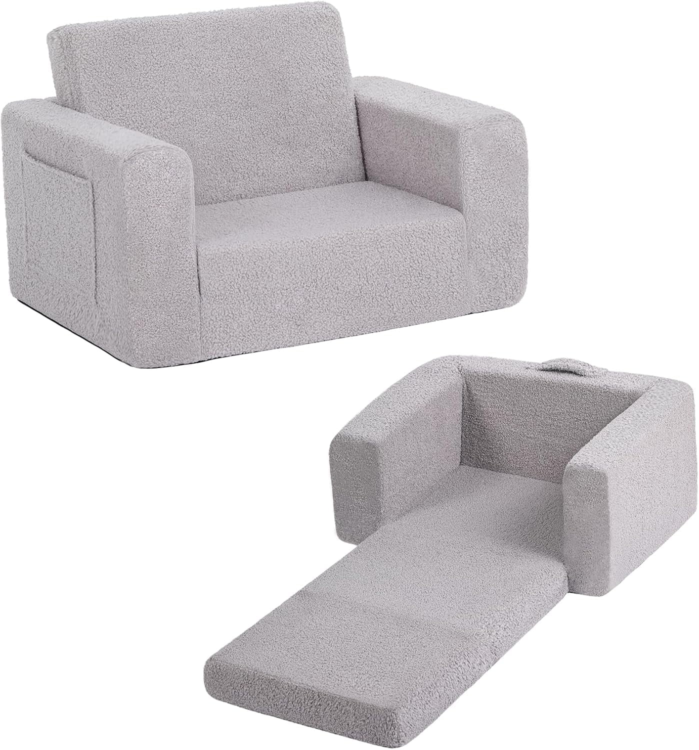 2-in-1 Kids Sofa Chair, Convertible Toddler Chair Flip Out Children ...