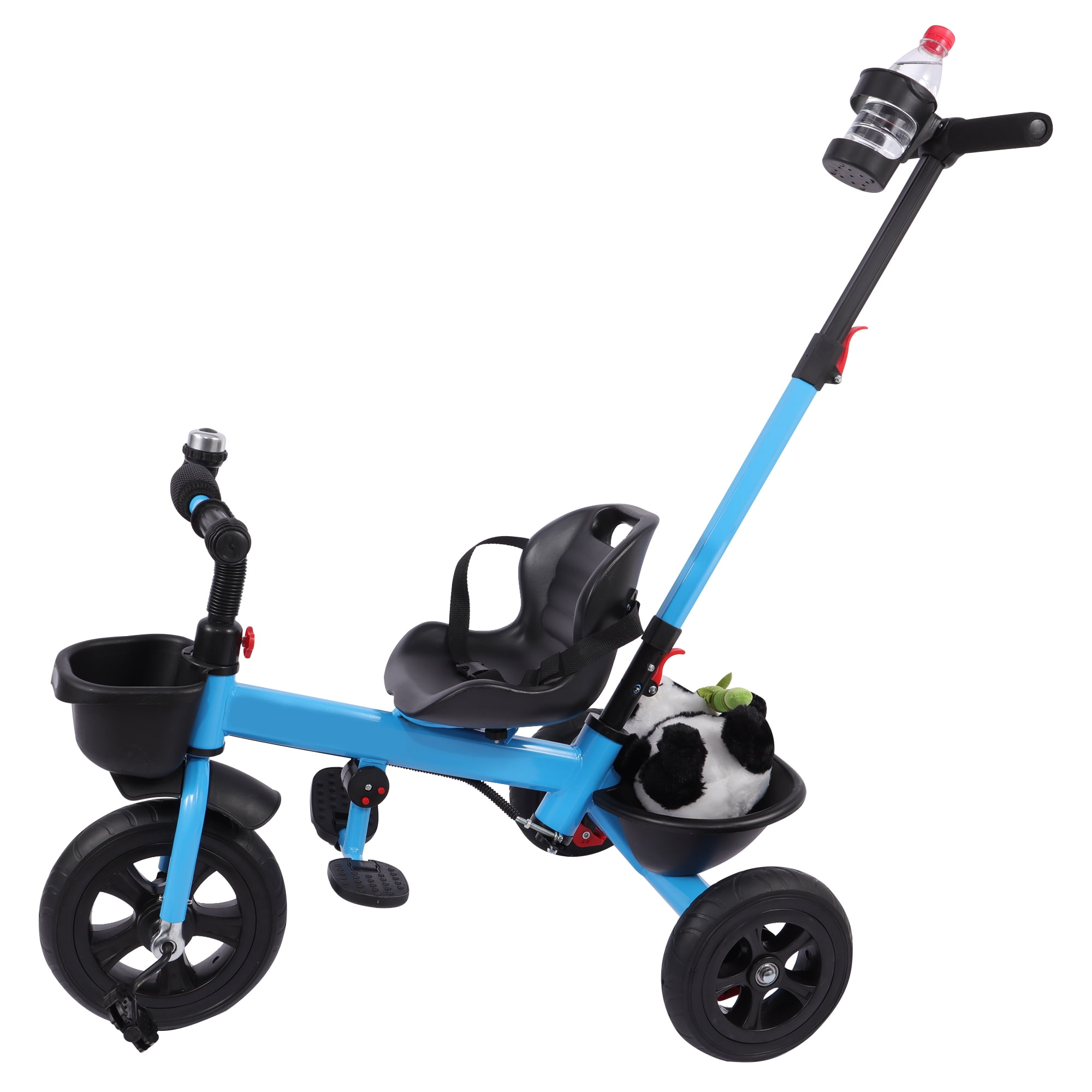 2-in-1 Kids Tricycle with Push Handle, Kids Push Trike with Adjustable ...