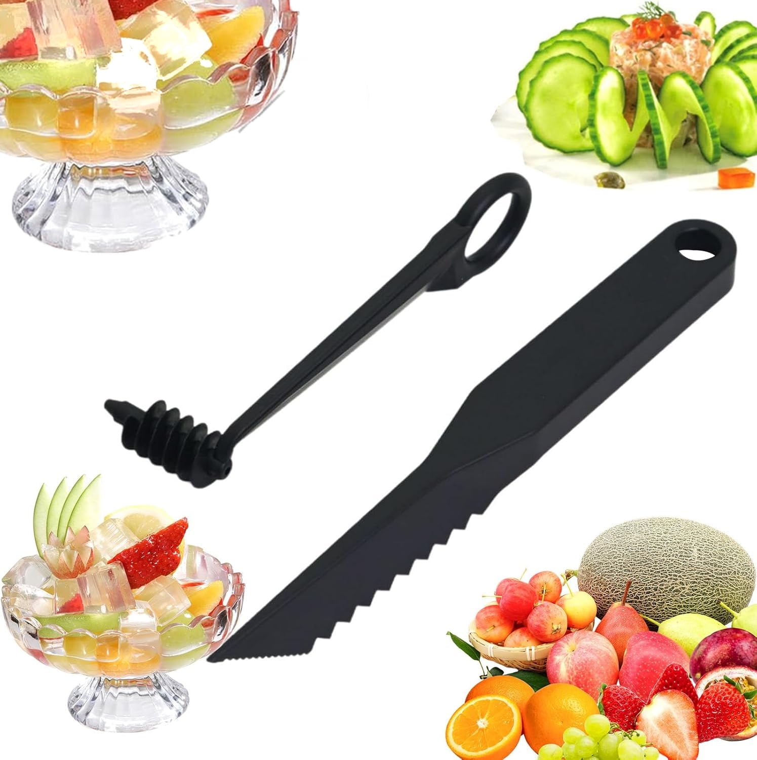 2-in-1 Kitchen Spiral and V-Shaped Tools for Vegetables Fruits,Spiral ...