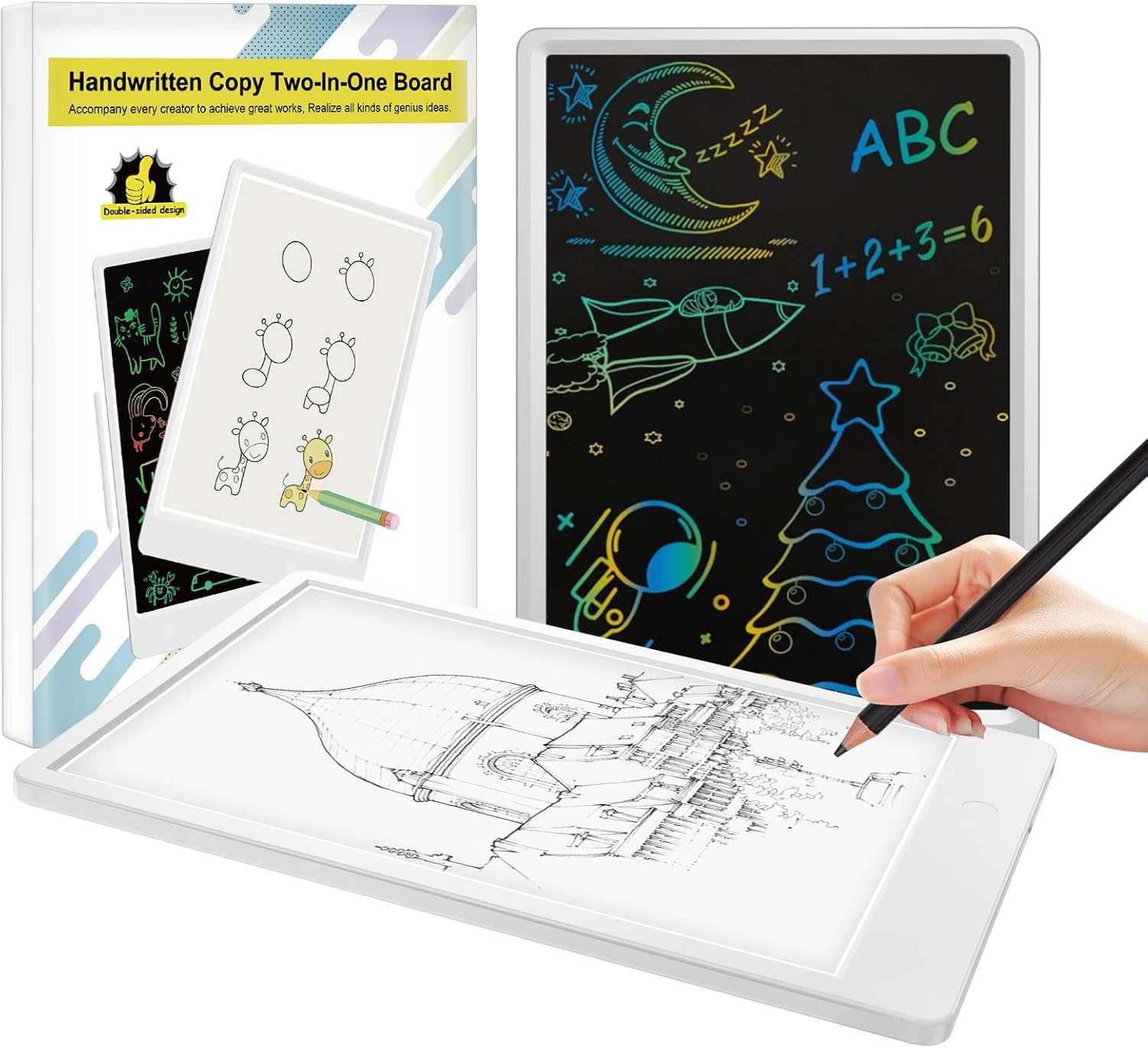 2-in-1 LCD Writing Tablet for Kids & Tracing Light Box, One Side ...