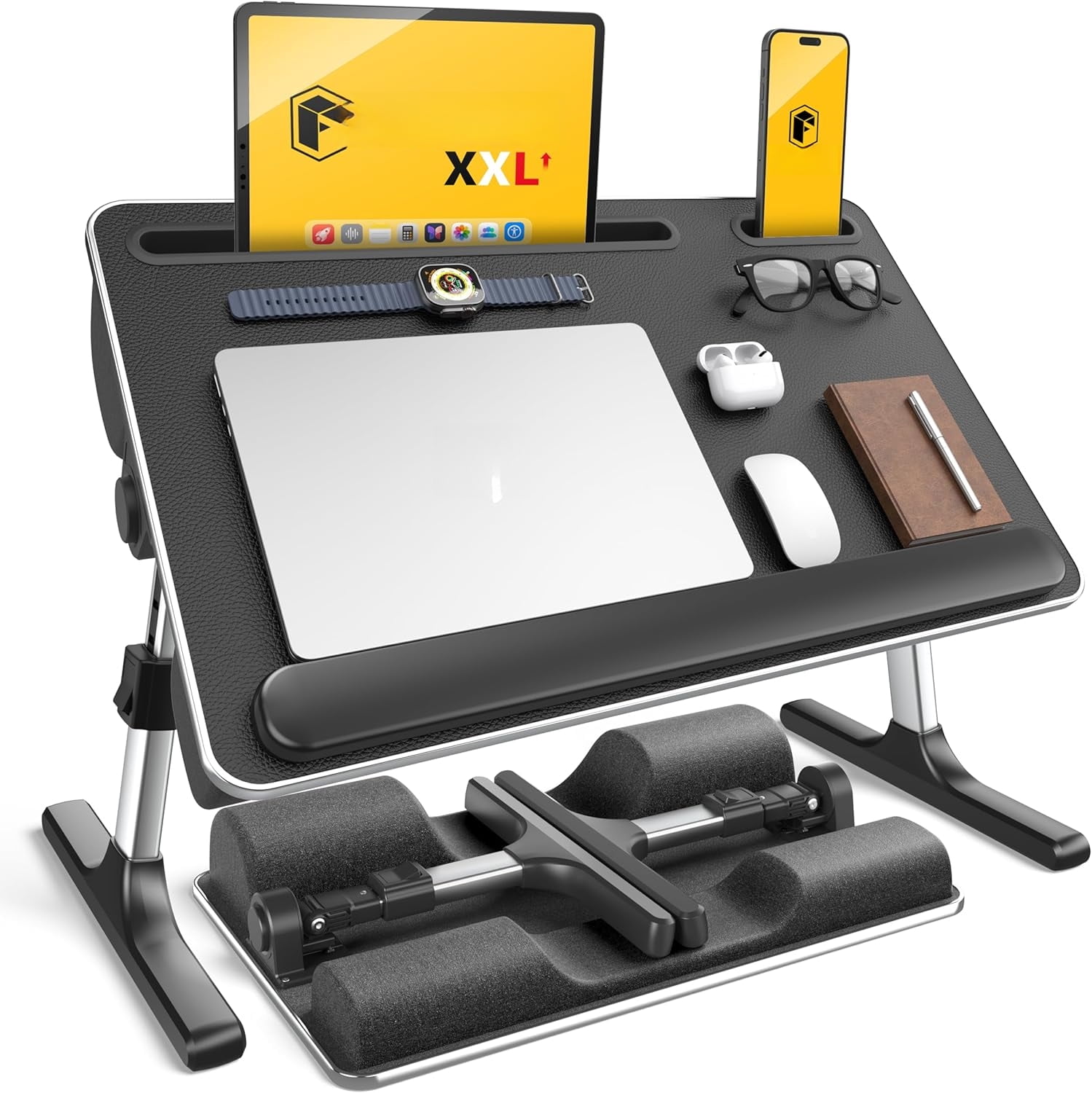 2-in-1 Lap & Bed Desk with Soft Cushions - Adjustable Height Angle ...
