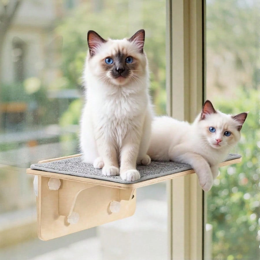 2-in-1 Large Cat Window Perch Wall Shees Cat Hammock Window with Solid ...