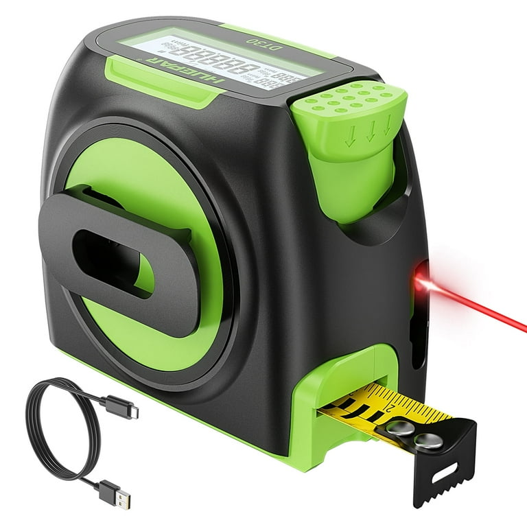 2 in 1 Laser Tape Measure 197Ft Rechargeable Laser Measurement Tool 16Ft Measure Tape with Backlit LCD Pythagorean Area Volume M in Ft Unit