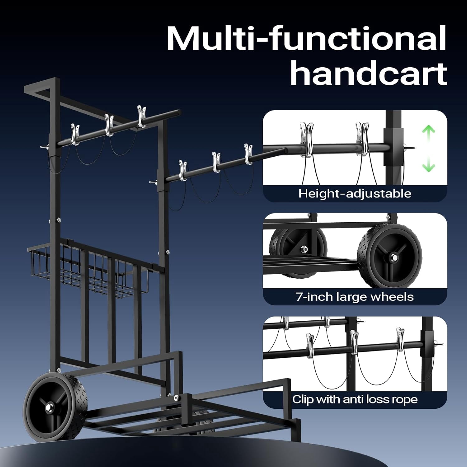 2-in-1 Leaf Bag Holder Cart & Hand Truck Dolly, Heavy Duty Garden Trash ...