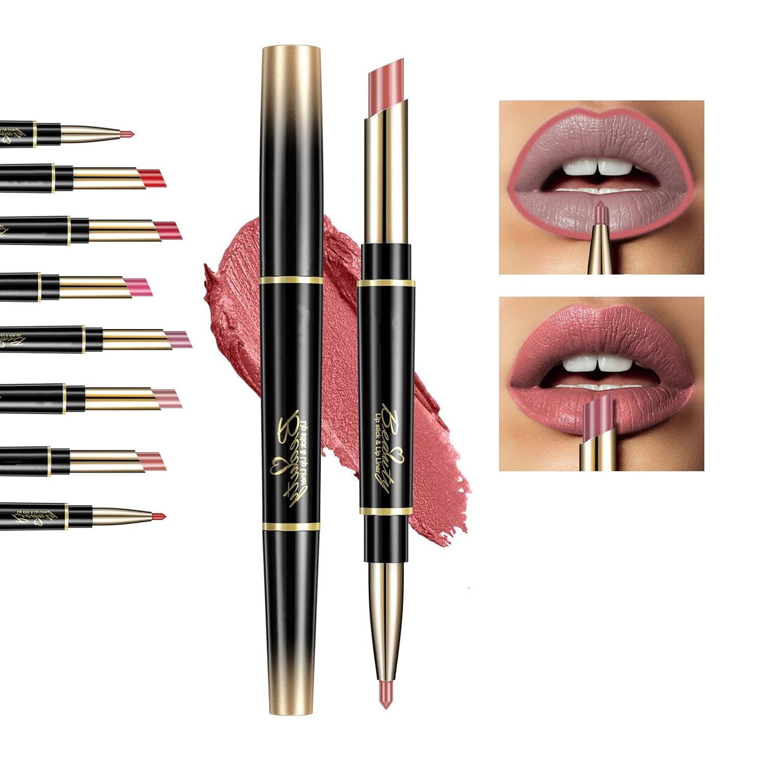 2 In 1 Lip Liner Lipstick Setdouble Ended Lipstick Automatic Lip Lineron Stick Cup Is Not Easy