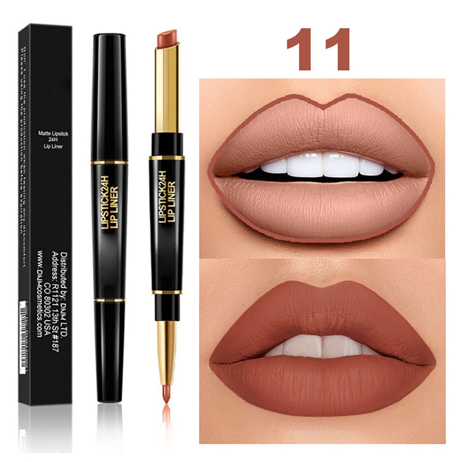 2-in-1 Lipstick and Lip Liner Stain Set | Long-Lasting Waterproof Color ...