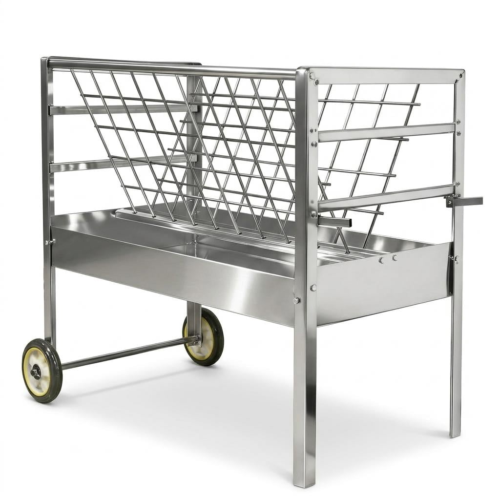 2 in 1 Livestock Feeder, Galvanized Steel Feeder with Built in Wheels ...