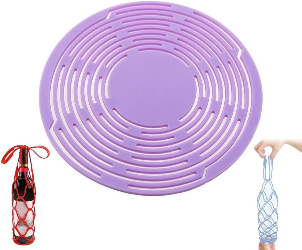 2-in-1 Magic Silicone Wine Tote & Coaster, Expandable Mesh Bottle ...