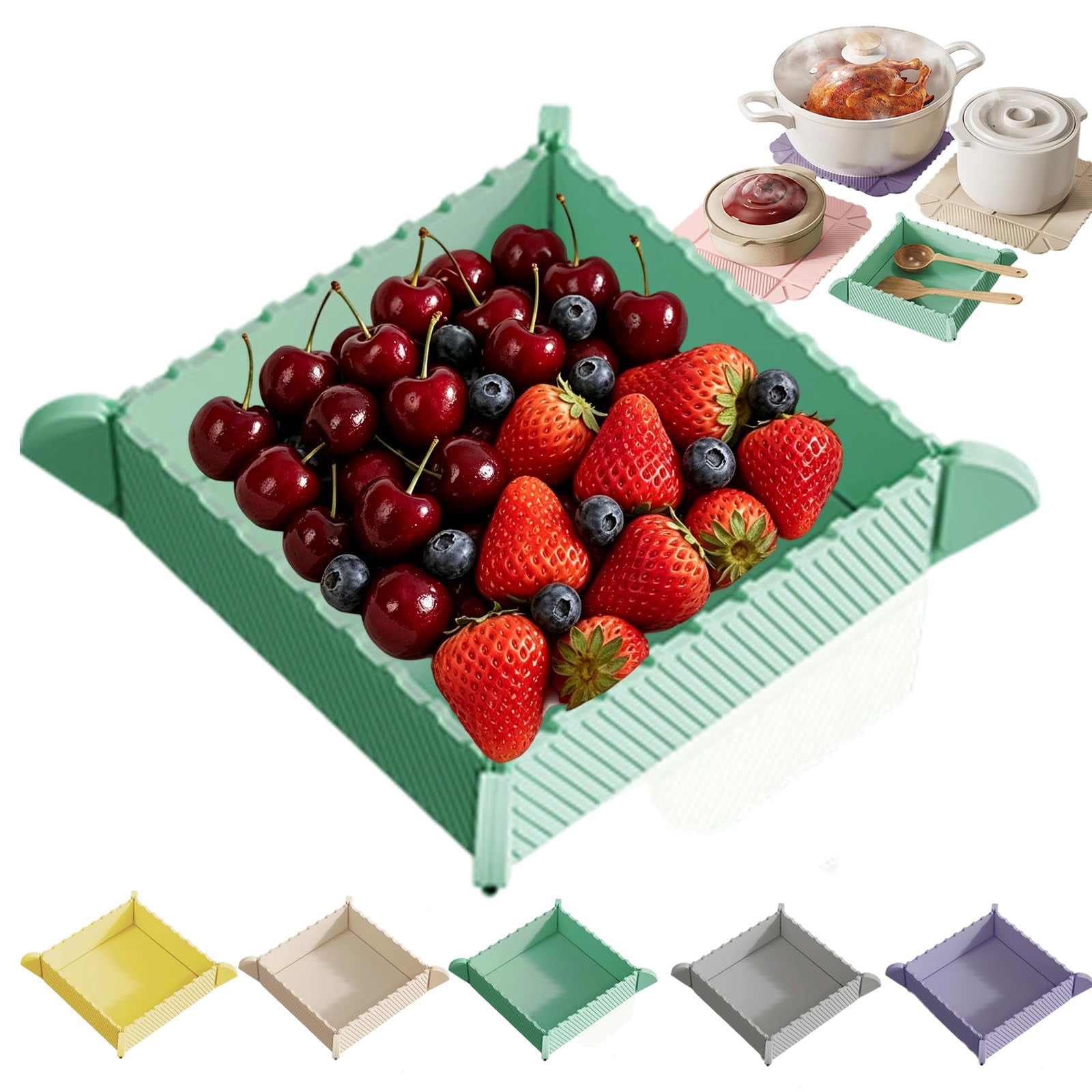 2-in-1 Magnetic Foldable Silicone Mat & Serving Tray, Heat Resistant ...