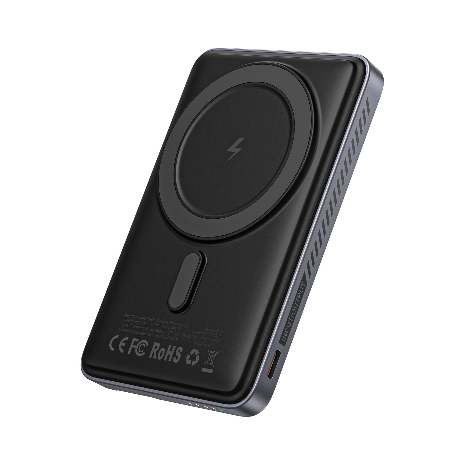 2-in-1 Magnetic Power Bank with Card Holder, 5000mAh Portable Charger ...