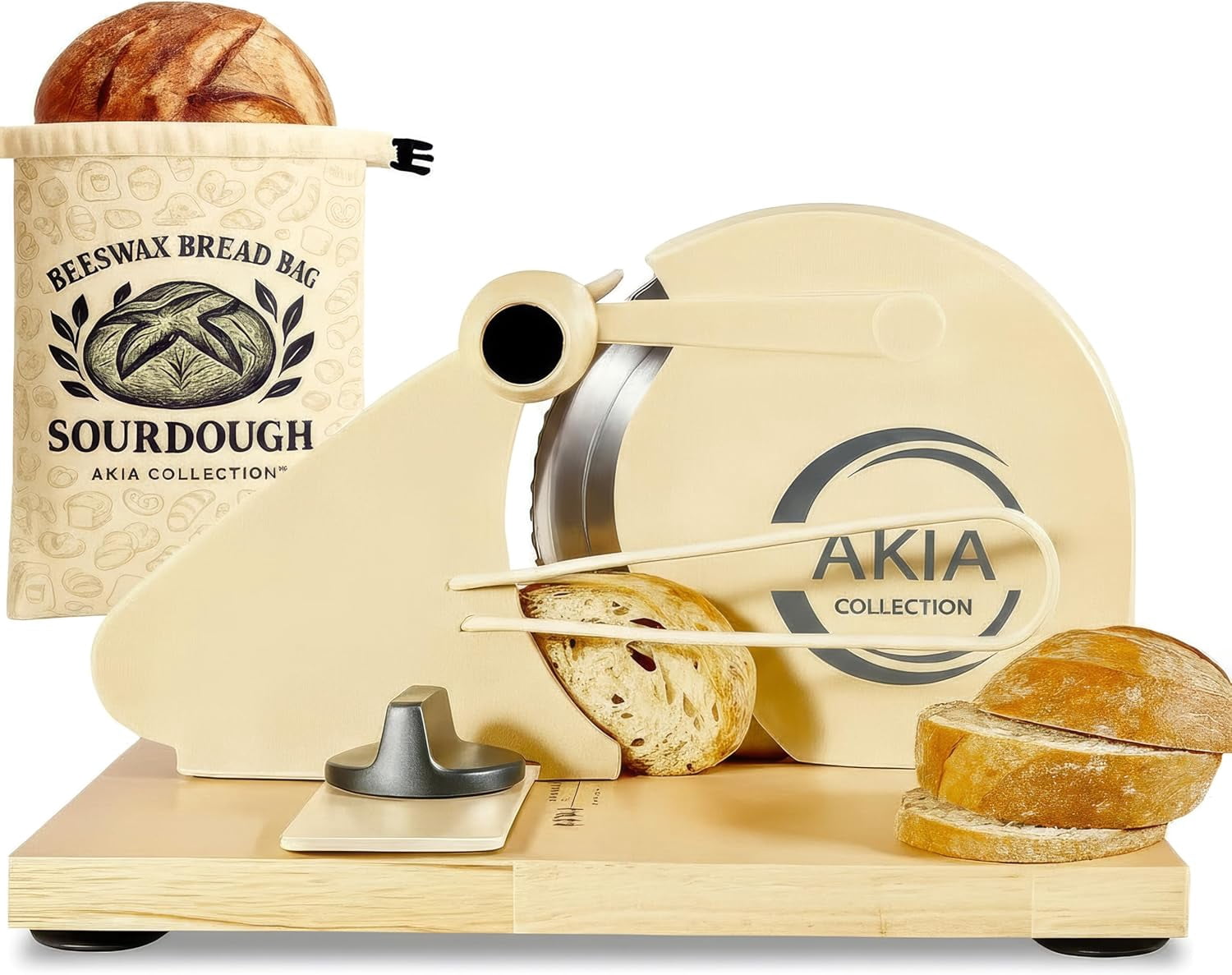 2-in-1 Manual Bread Slicer with Adjustable Thickness & Beeswax Bread ...