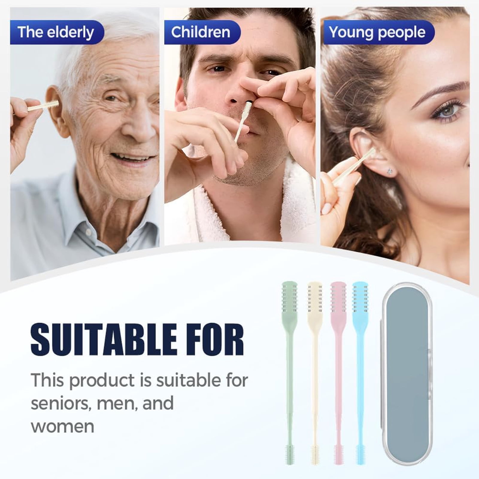 2-in-1 Manual Nose Hair Trimmer 3-Pack with 360° Rotation,Double-Edged ...