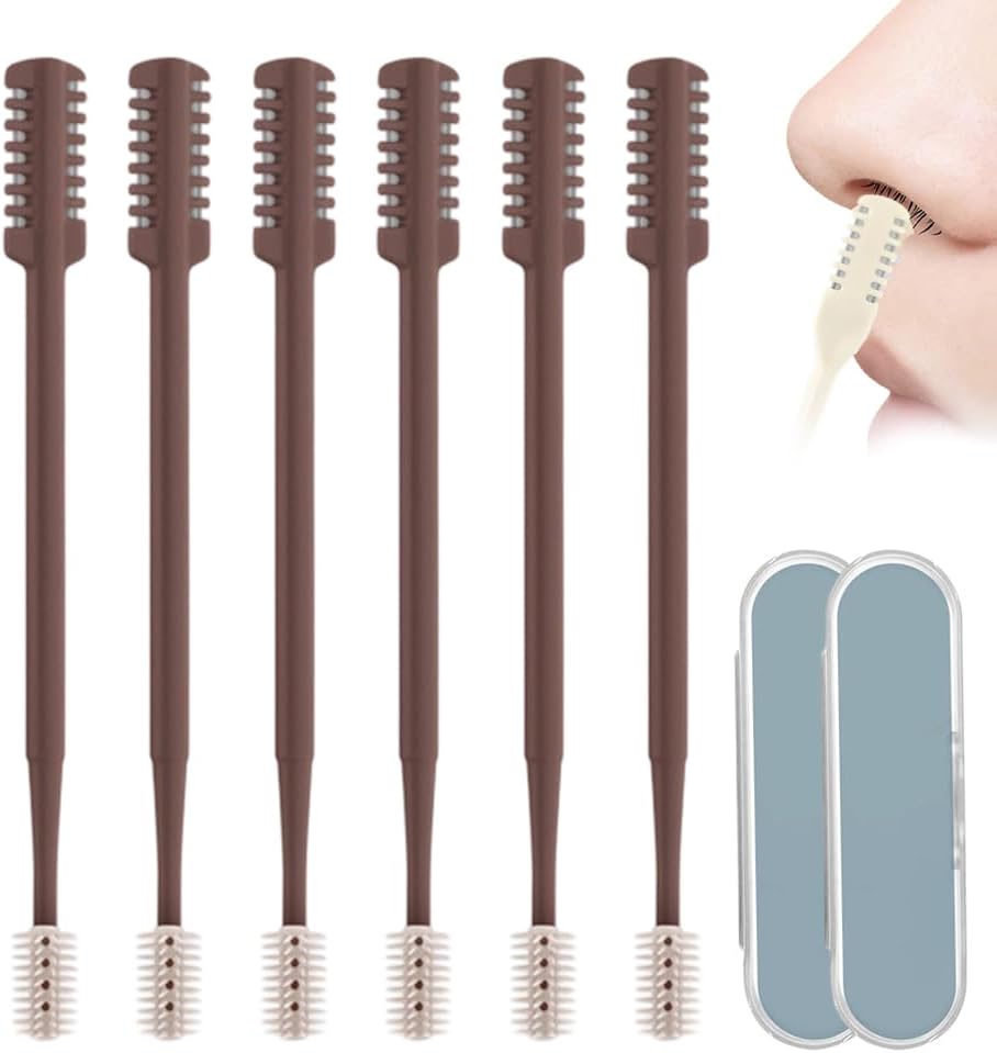 2-in-1 Manual Nose Hair Trimmer with Ear Pick, 360° Rotating Stainless ...