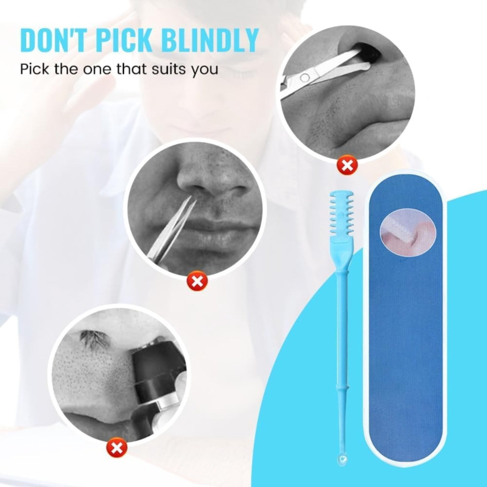 2-in-1 Manual Nose Hair Trimmer for Women Men,360° Rotating Nostril ...