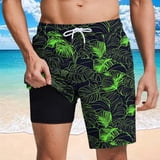 2 in 1 Mens Swim Trunks with Compression Liner 7" Inseam Quick Dry ...