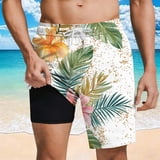 2 in 1 Mens Swim Trunks with Compression Liner 7" Inseam Quick Dry ...