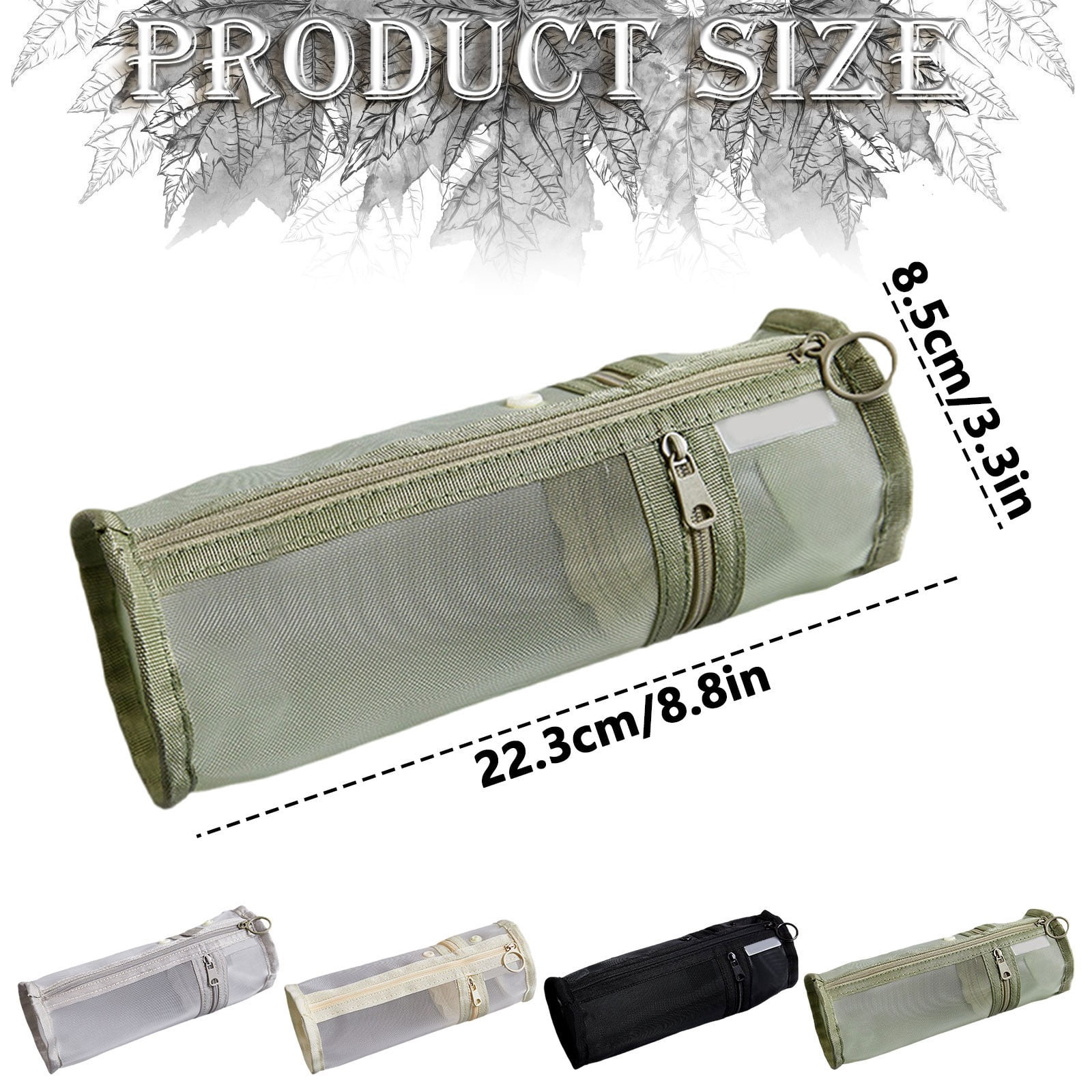 2-in-1 Mesh Pencil Case Transparent Pen Holder Foldable Cylinder Pencil ...