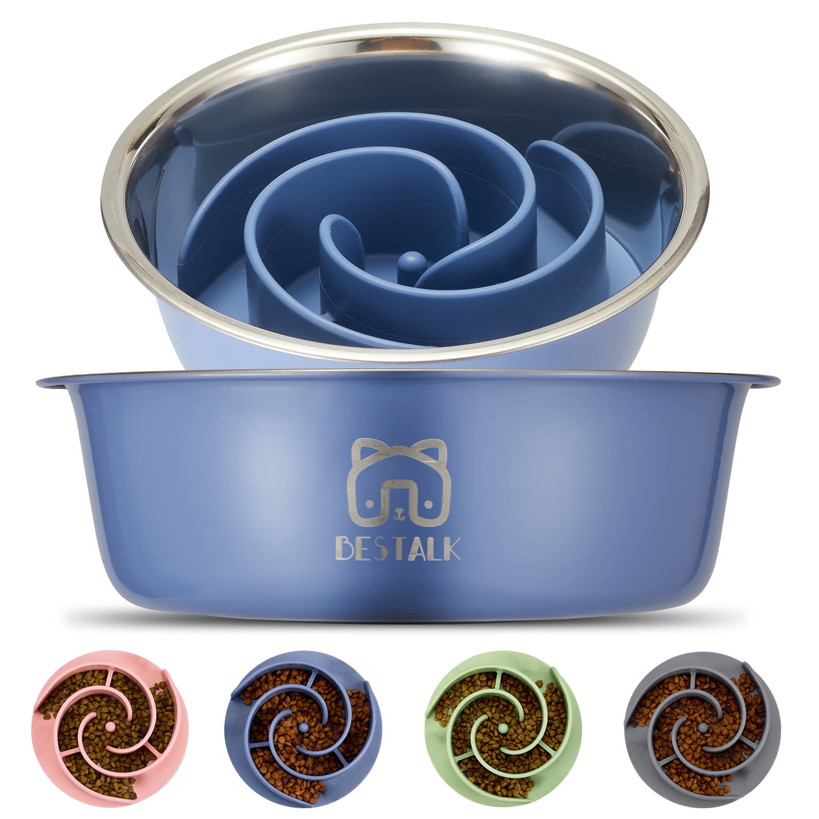 2-in-1 Metal Slow Feeder Dog Bowl, Bestalk Stainless Steel Dog Bowls ...
