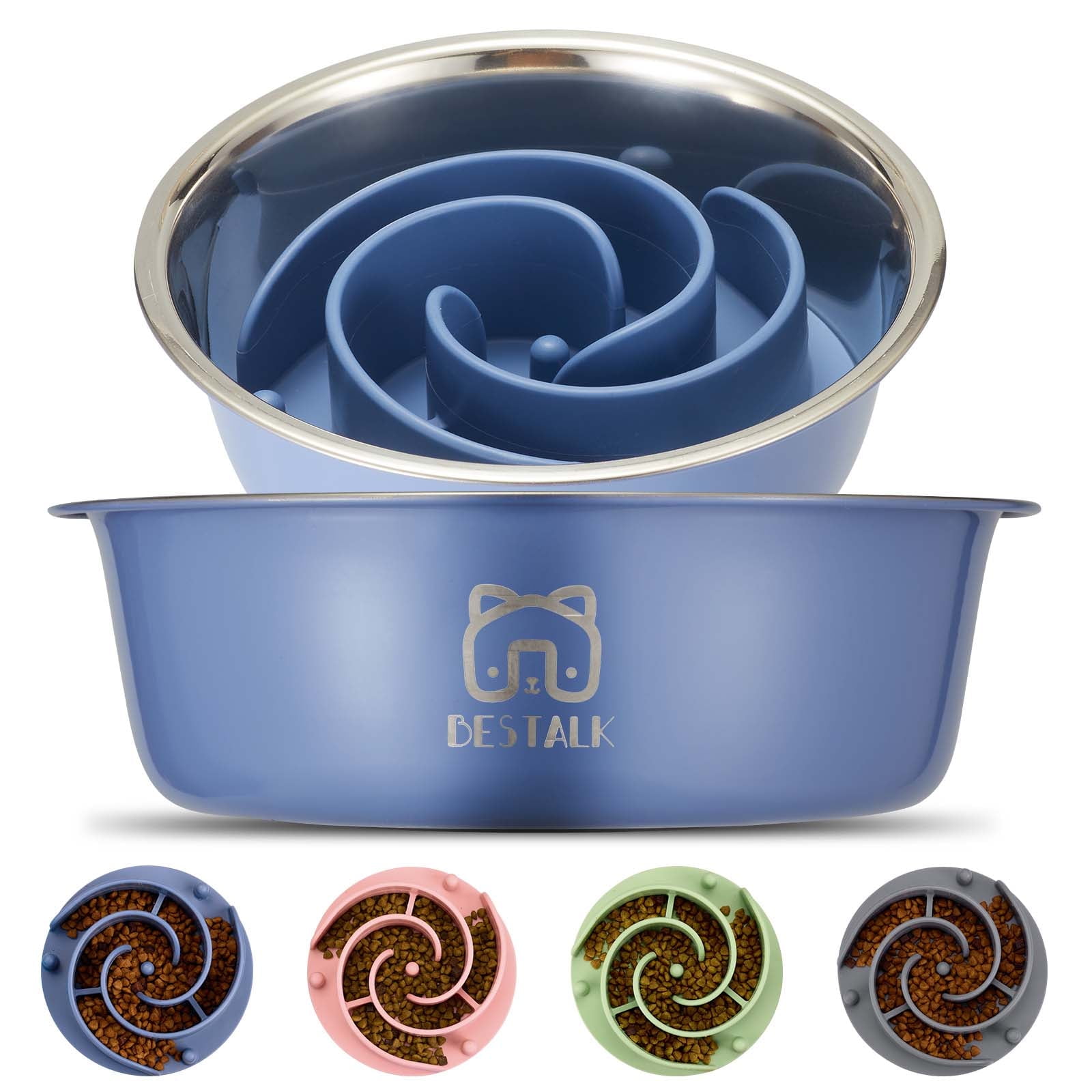 2-in-1 Metal Slow Feeder Dog Bowl, Bestalk Stainless Steel Dog Bowls ...