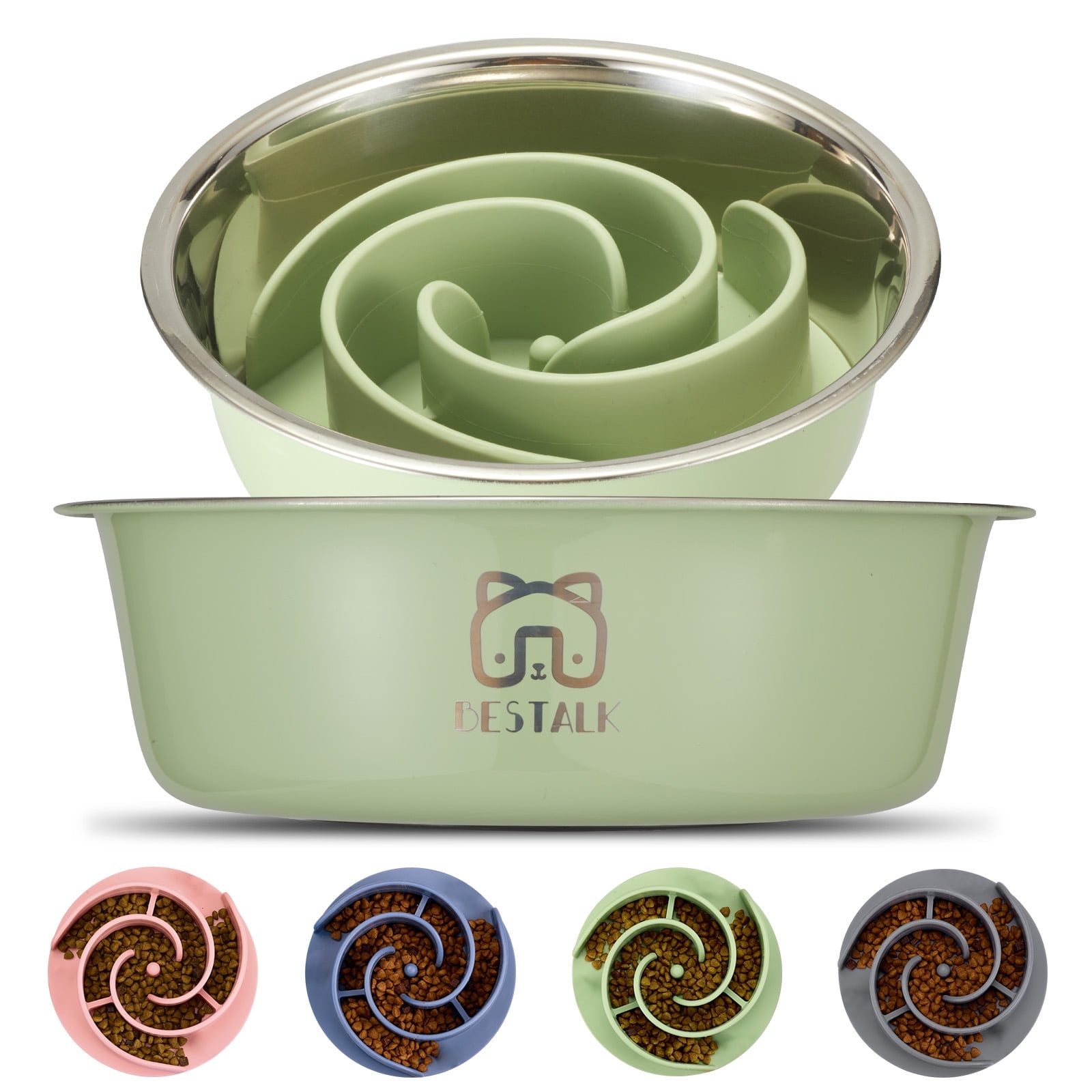 2-in-1 Metal Slow Feeder Dog Bowl, Bestalk Stainless Steel Dog Bowls ...