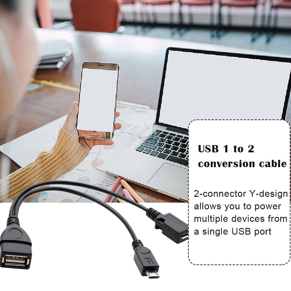 2 in 1 Micro USB Host Splitter USB 20 Port Terminal Adapter OTG Cable ...