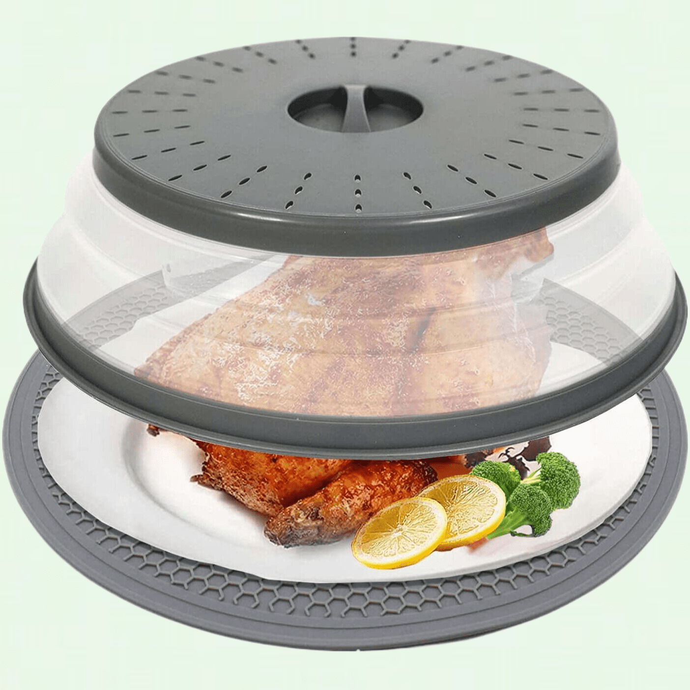 2 in 1 Microwave Food Cover & Mat, Grey - Protect Your Microwave and ...