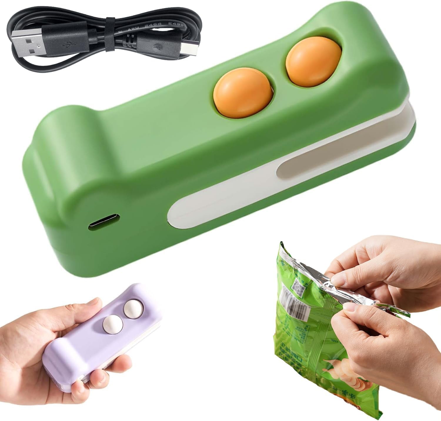 2-in-1 Mini Bag Sealer and Cutter, Rechargeable Handheld Food Storage ...